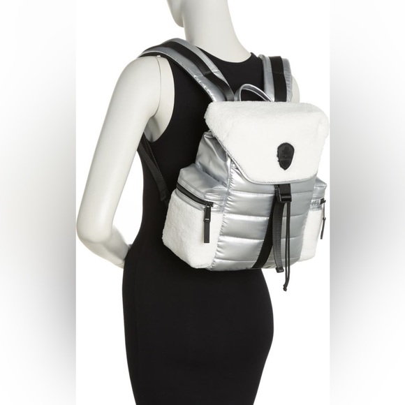 Pajar | Bags | Pajar High Pile Fleece Trim Quilted Silverwhite Backpack ...